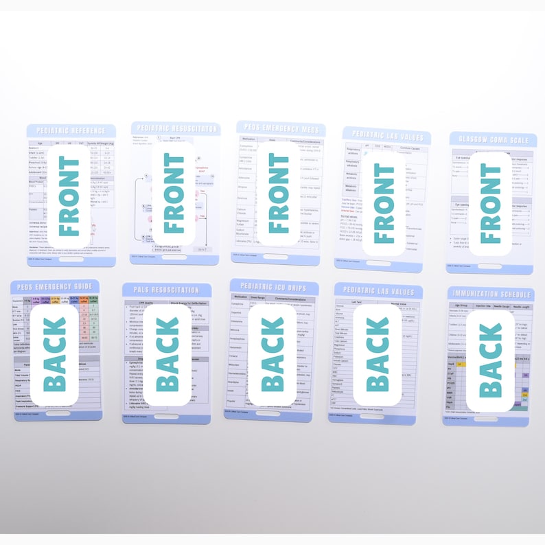Pediatric Nurse Reference Card Bundle, PICU Guide - Etsy