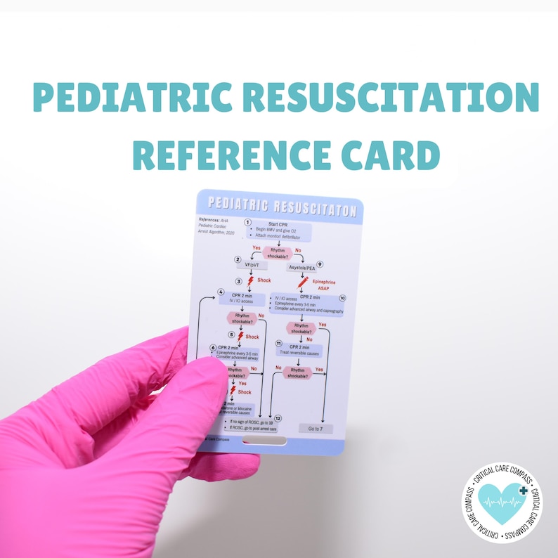 PALS Reference Card, Pediatric Cardiac Arrest Badge Buddy for Nurses or ...