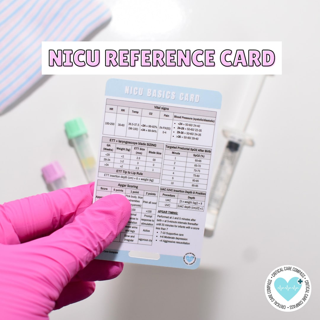Neonatal Basics Reference Card | Perfect for NICU, PICU, or Labor & Delivery Professionals ...