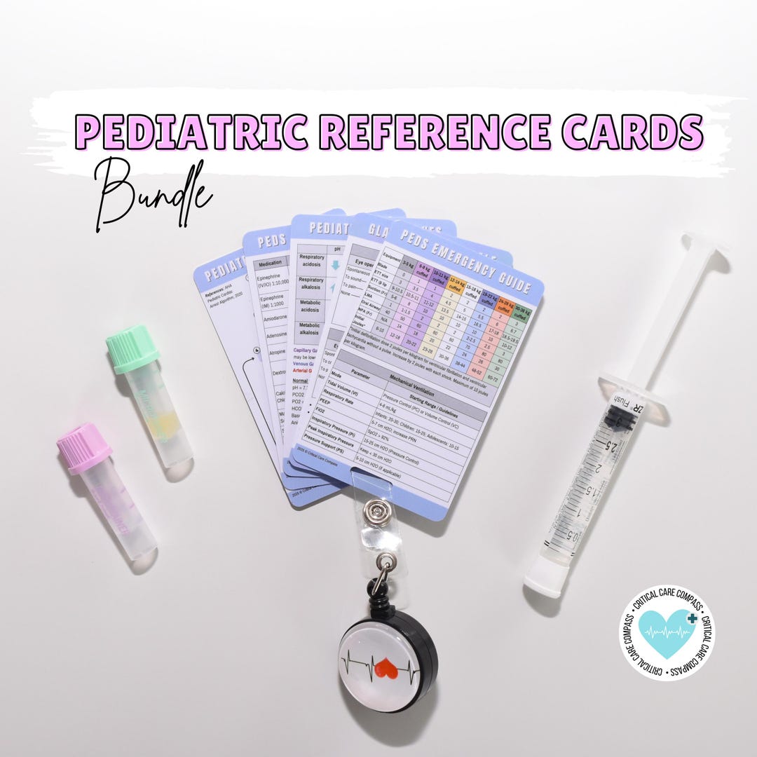 PICU Reference Card Bundle, Badge Buddy for Pediatric Nurses or Medical ...