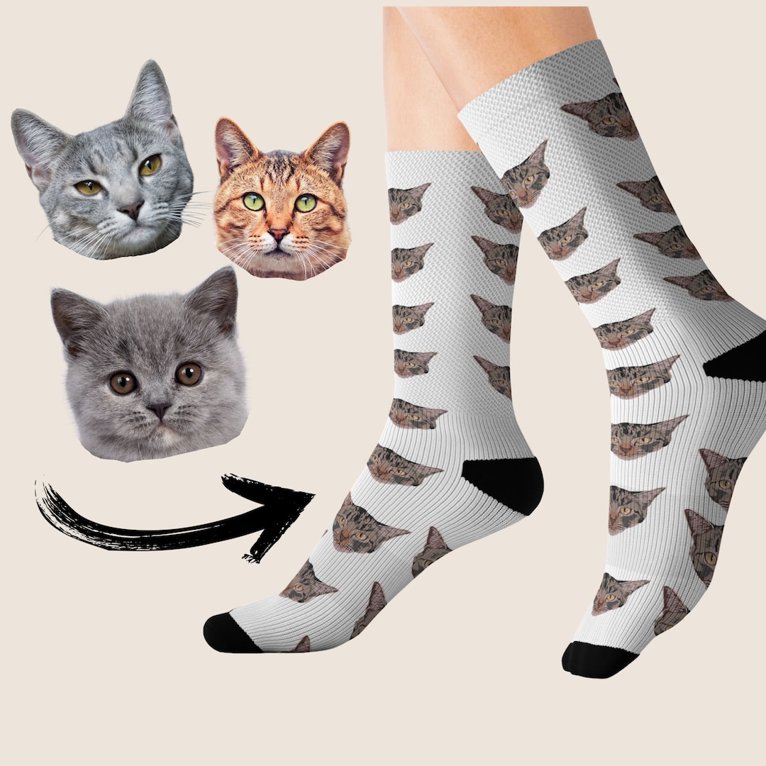 Customized Cat Socks Put Your Cute Cat on Custom Socks, Cat Lovers, Cat ...