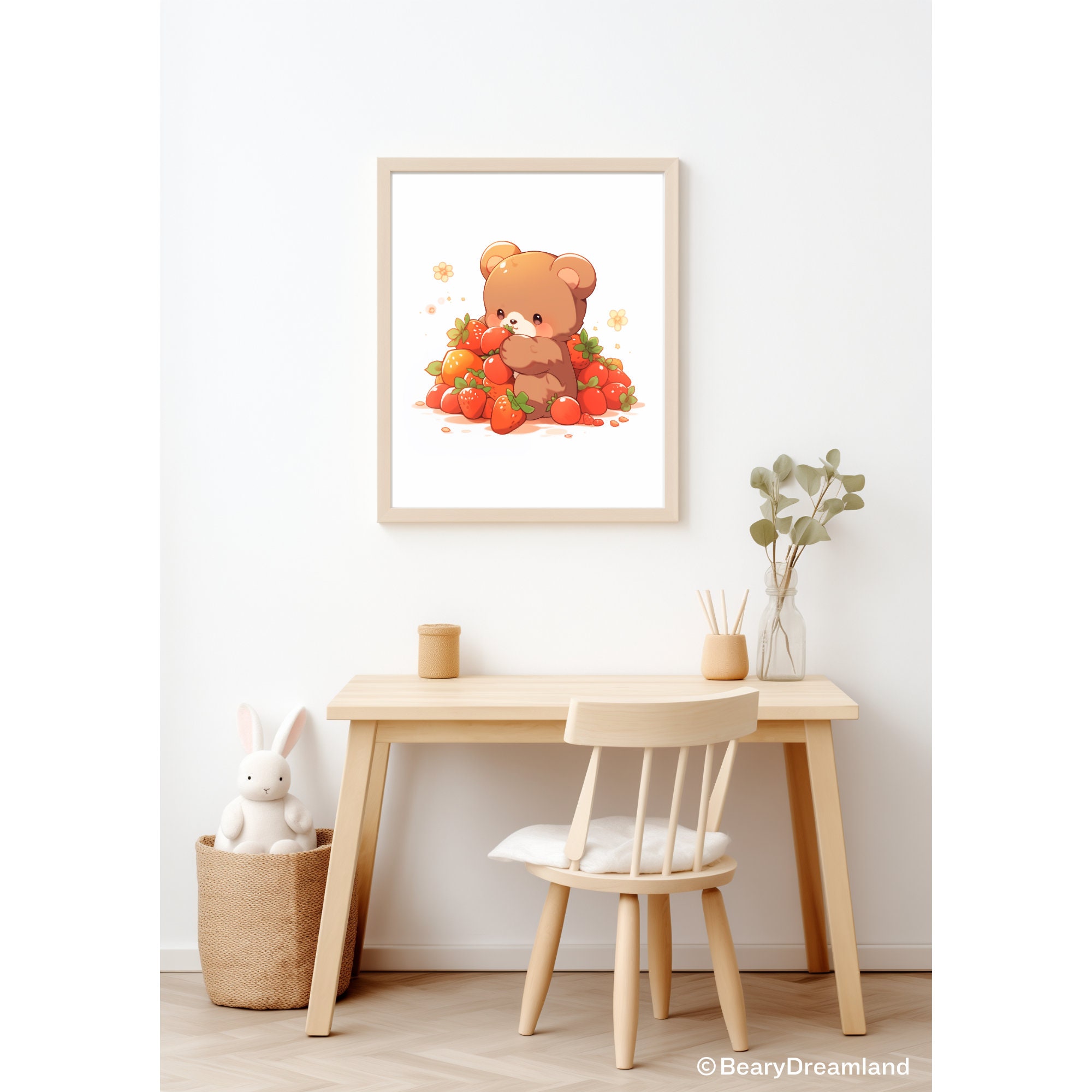 Strawberry Fruit Teddy Bear Wall Art Adorable Nursery Decor - Etsy