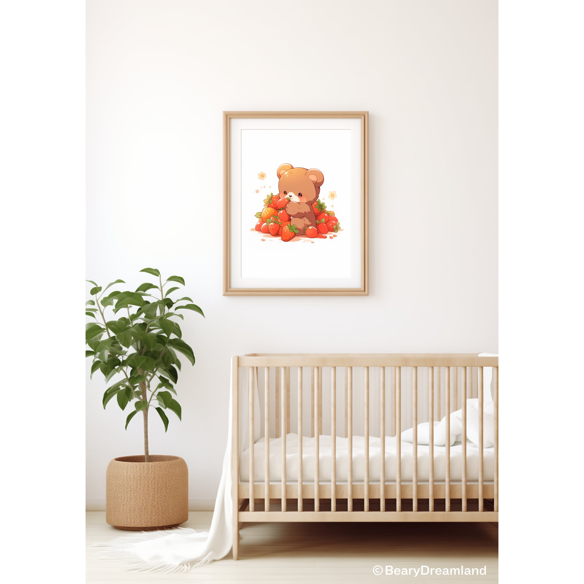 Strawberry Fruit Teddy Bear Wall Art Adorable Nursery Decor - Etsy