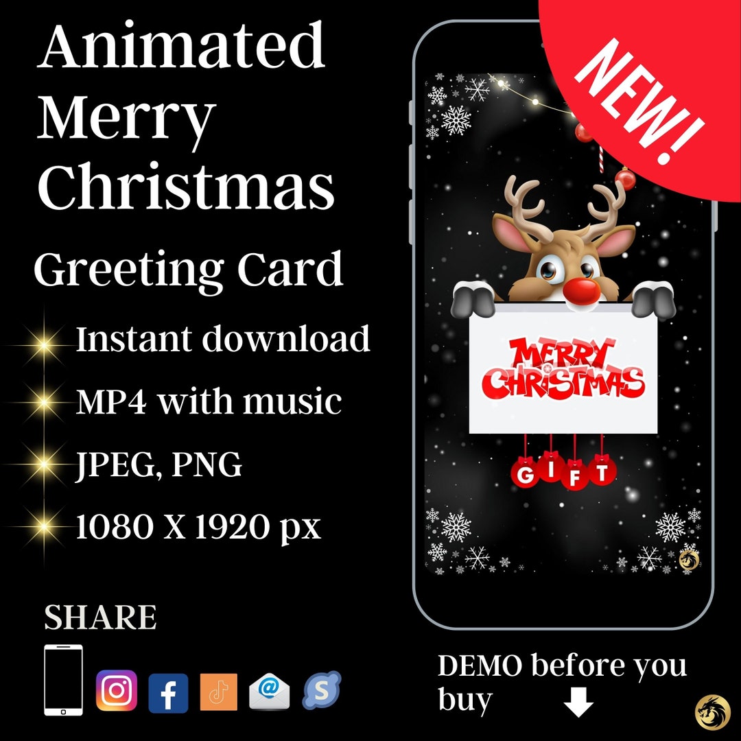 Cheerful Christmas E-card Kids Friendly: Animated With Music - Etsy