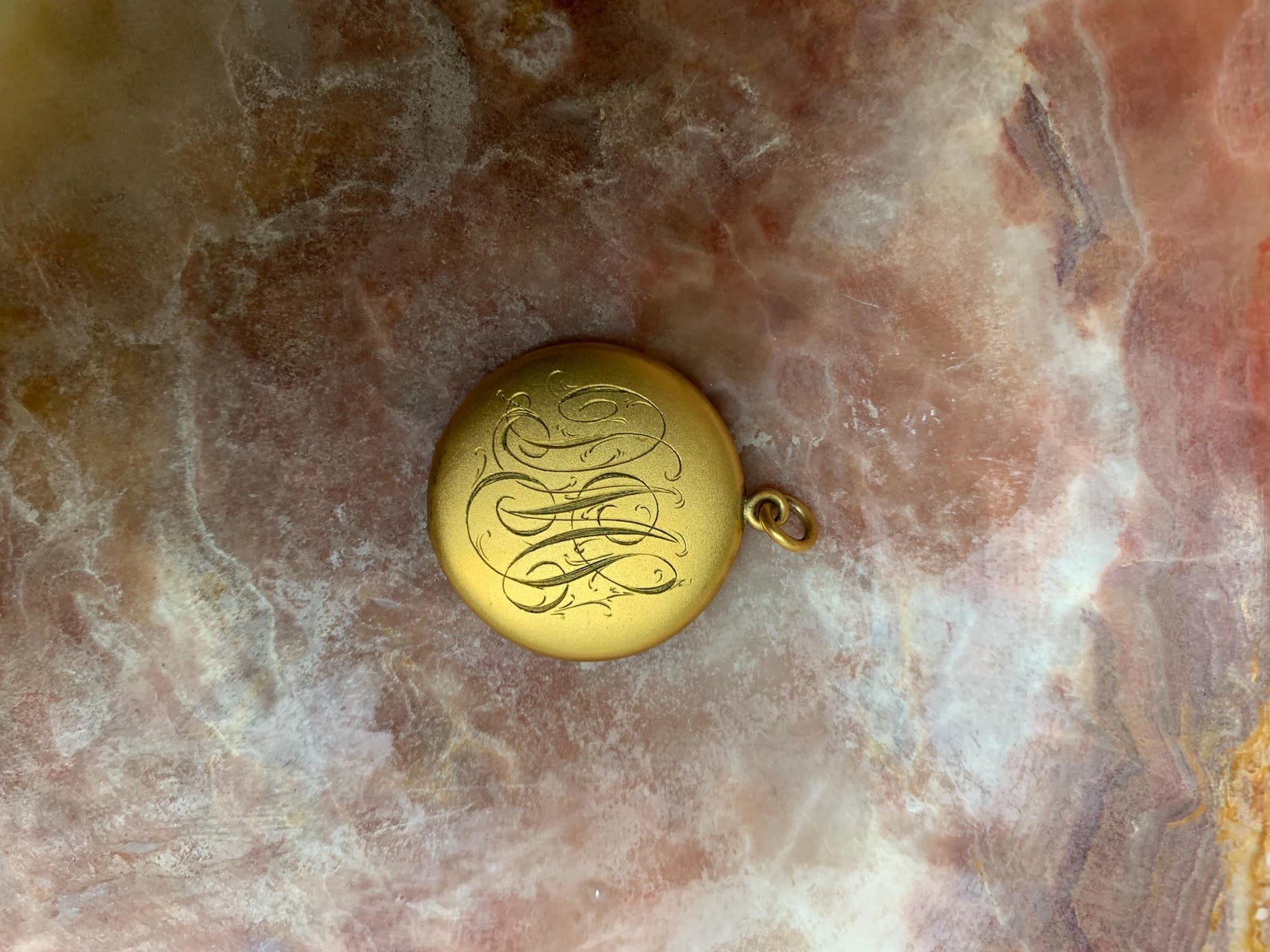 Antique Victorian or Edwardian Round Engraved Locket Quality Rolled ...
