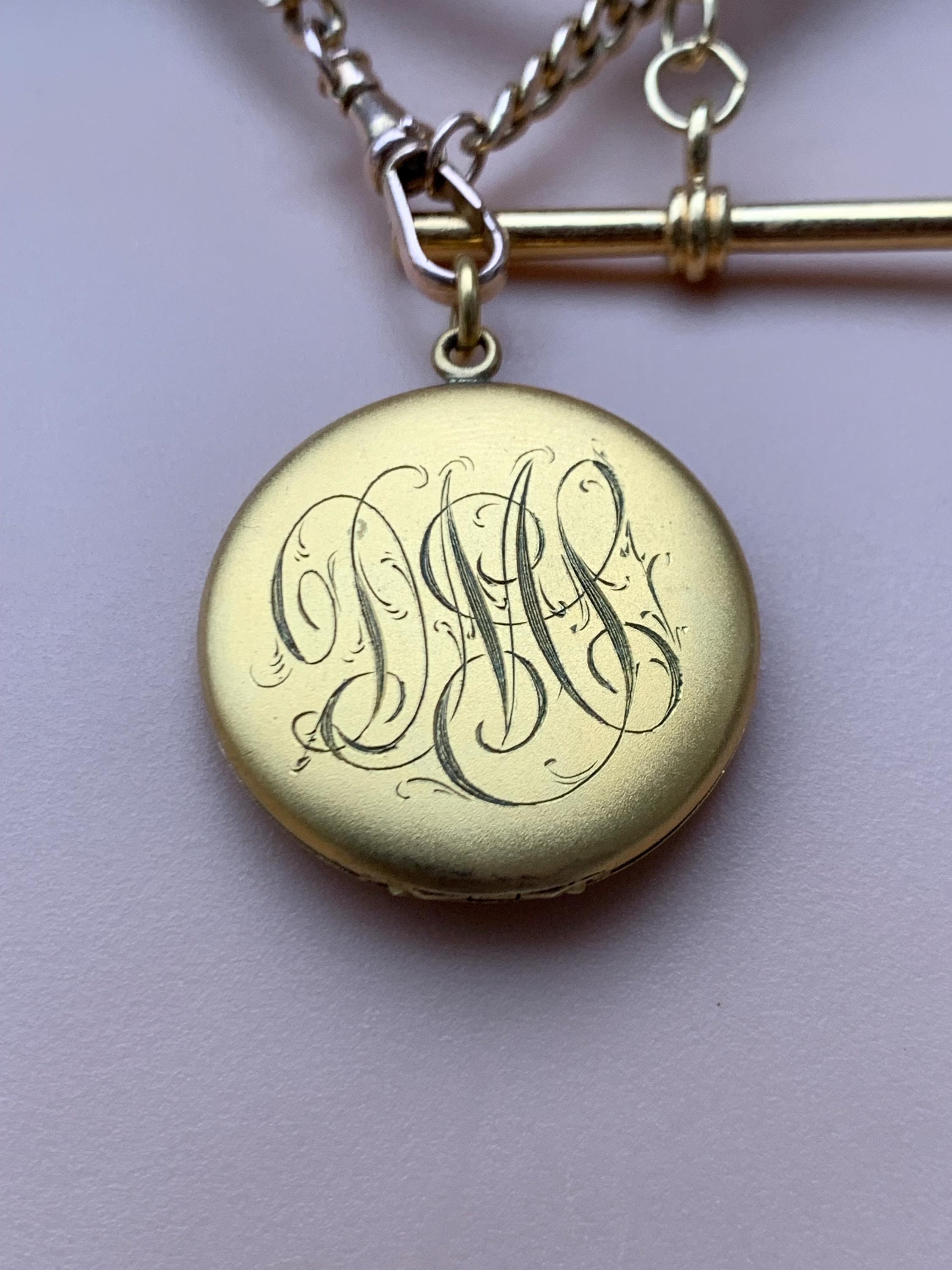 Antique Victorian or Edwardian Round Engraved Locket Quality Rolled ...