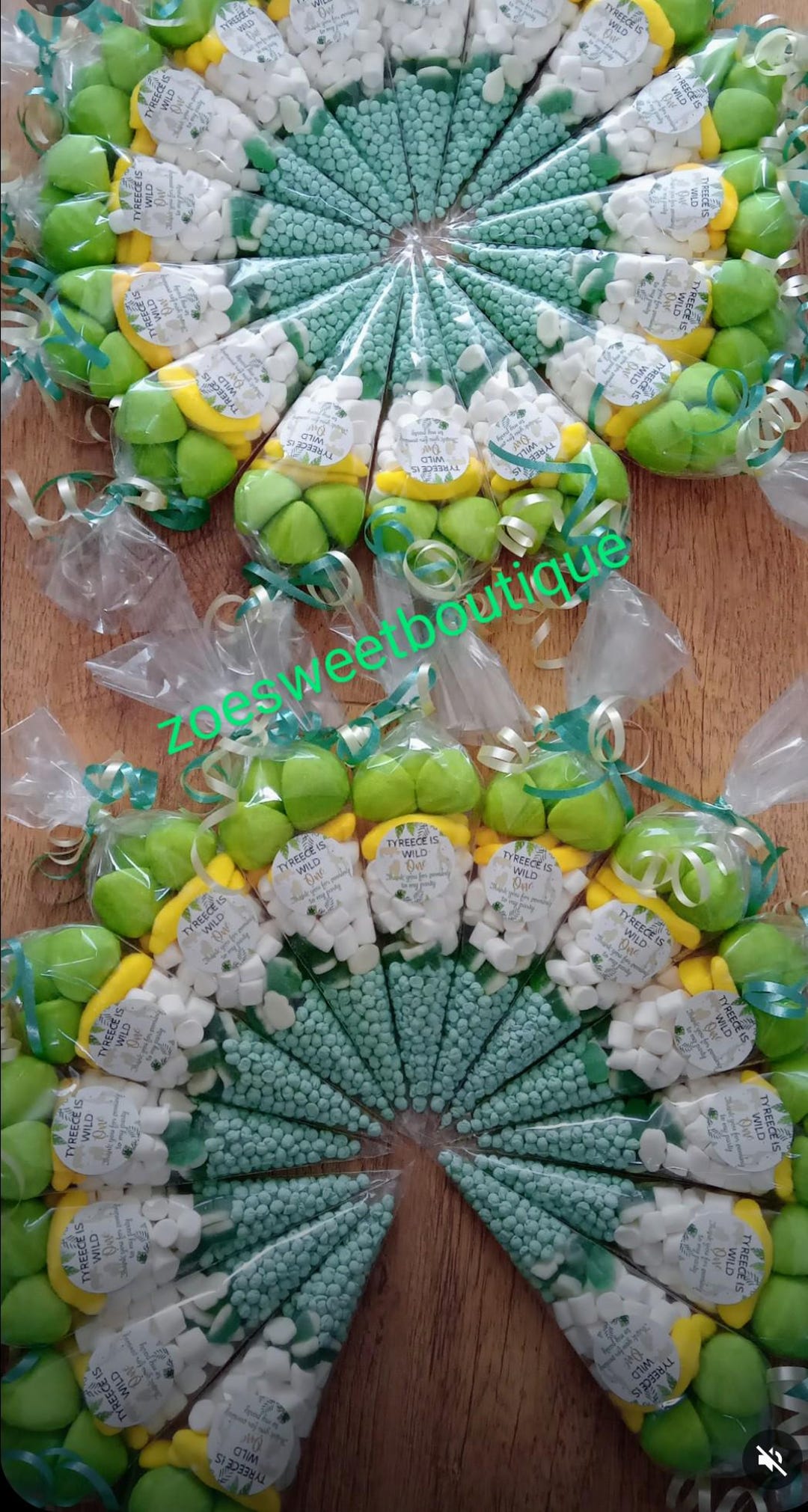 Personalised Green Sweet Cones, Birthday Party Favours, Children Sweet ...