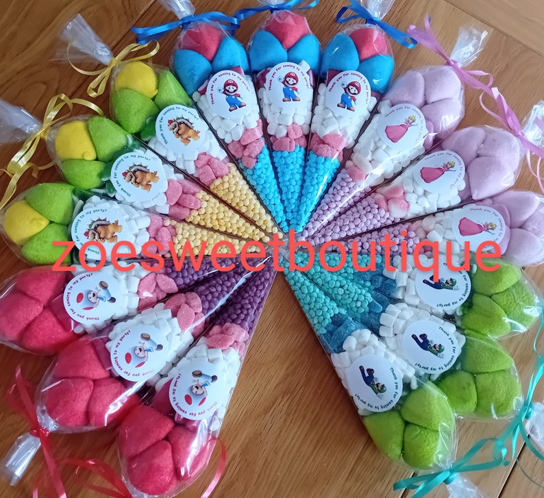 Personalised Super Mario Mix Sweet Cones Birthday Party Favours ...