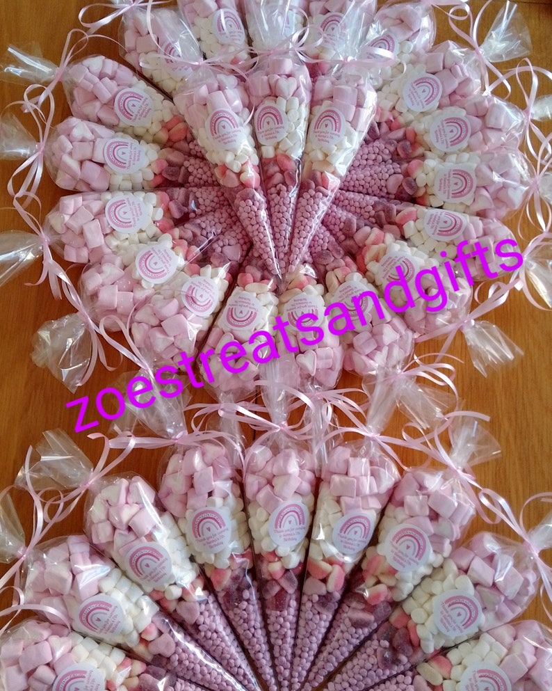 Personalised Pink Sweet Cones Birthday Party Favours Children Sweet ...