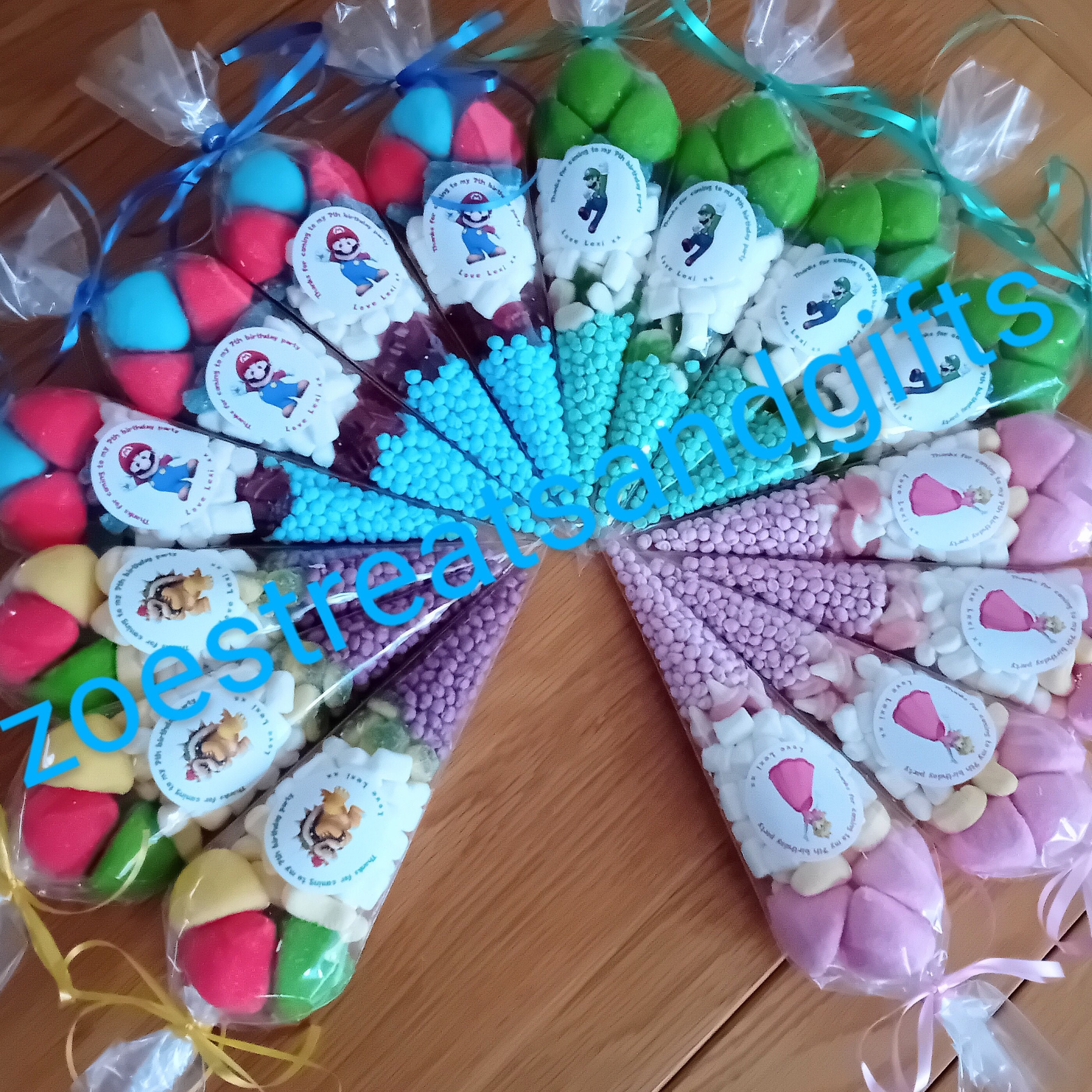 Personalised Super Mario Mix Sweet Cones Birthday Party Favours ...