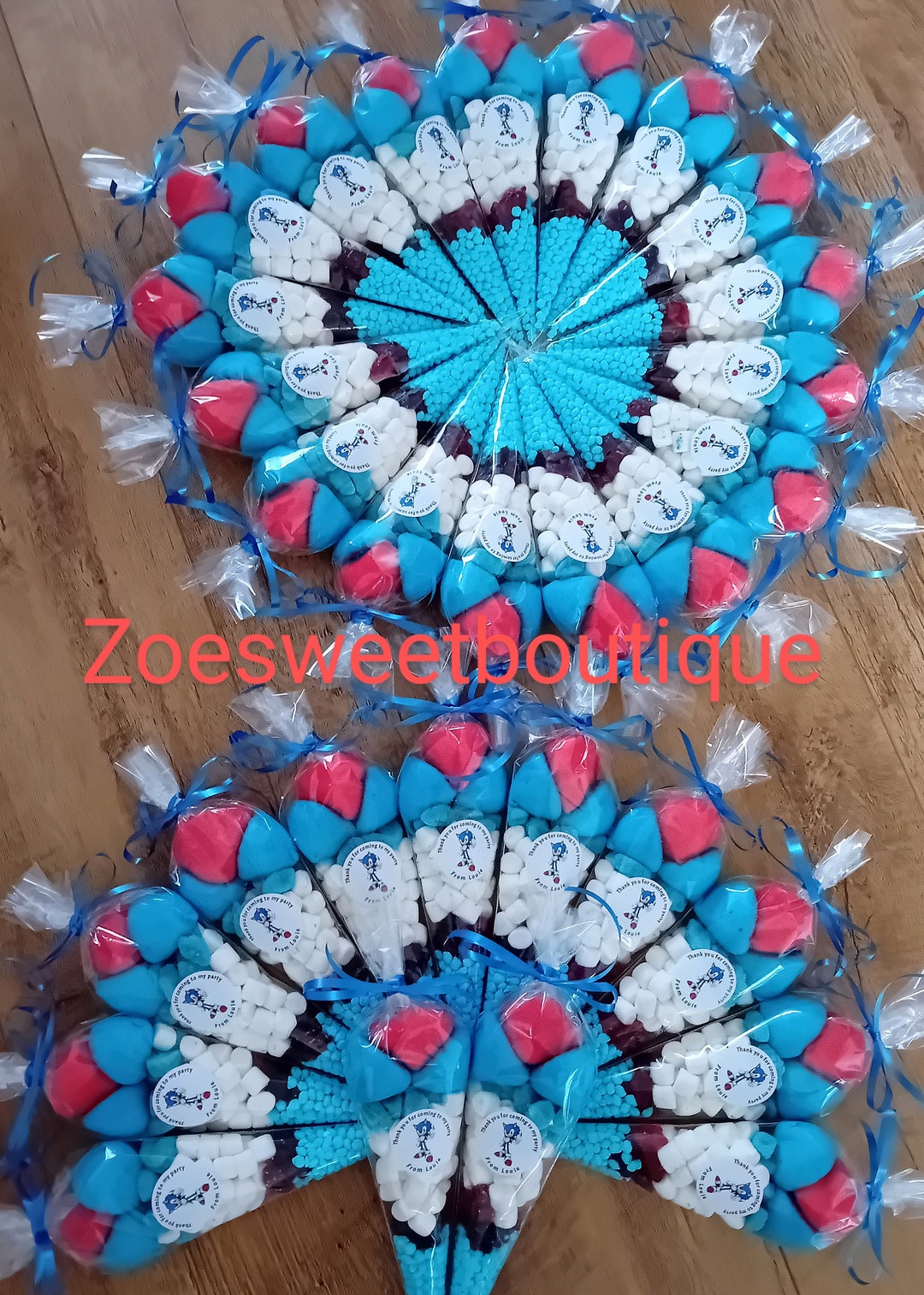 Personalised Sonic the Hedgehog Inspired Sweet Cones Birthday Party ...