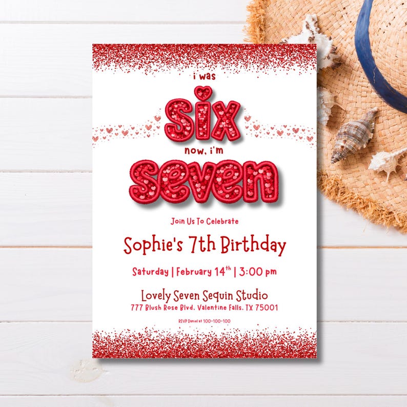 Editable Valentine Six Seven Birthday Invitation Template, Canva ...
