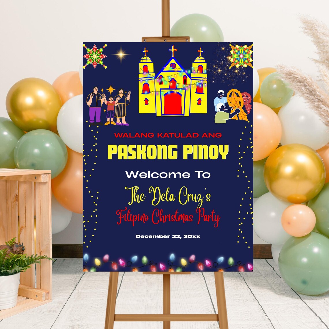 Editable Pinoy Simbang Gabi Christmas Welcome Sign Template, Printable ...