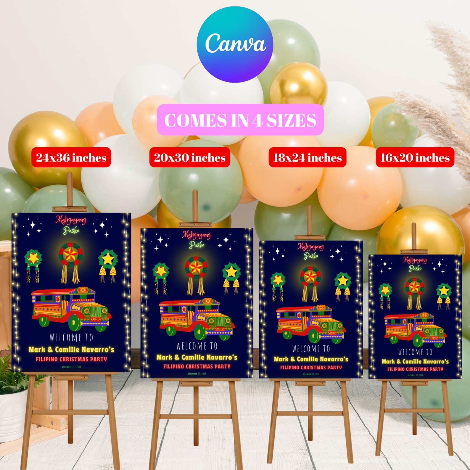 Editable Maligayang Pasko Filipino Christmas Party Welcome Sign ...