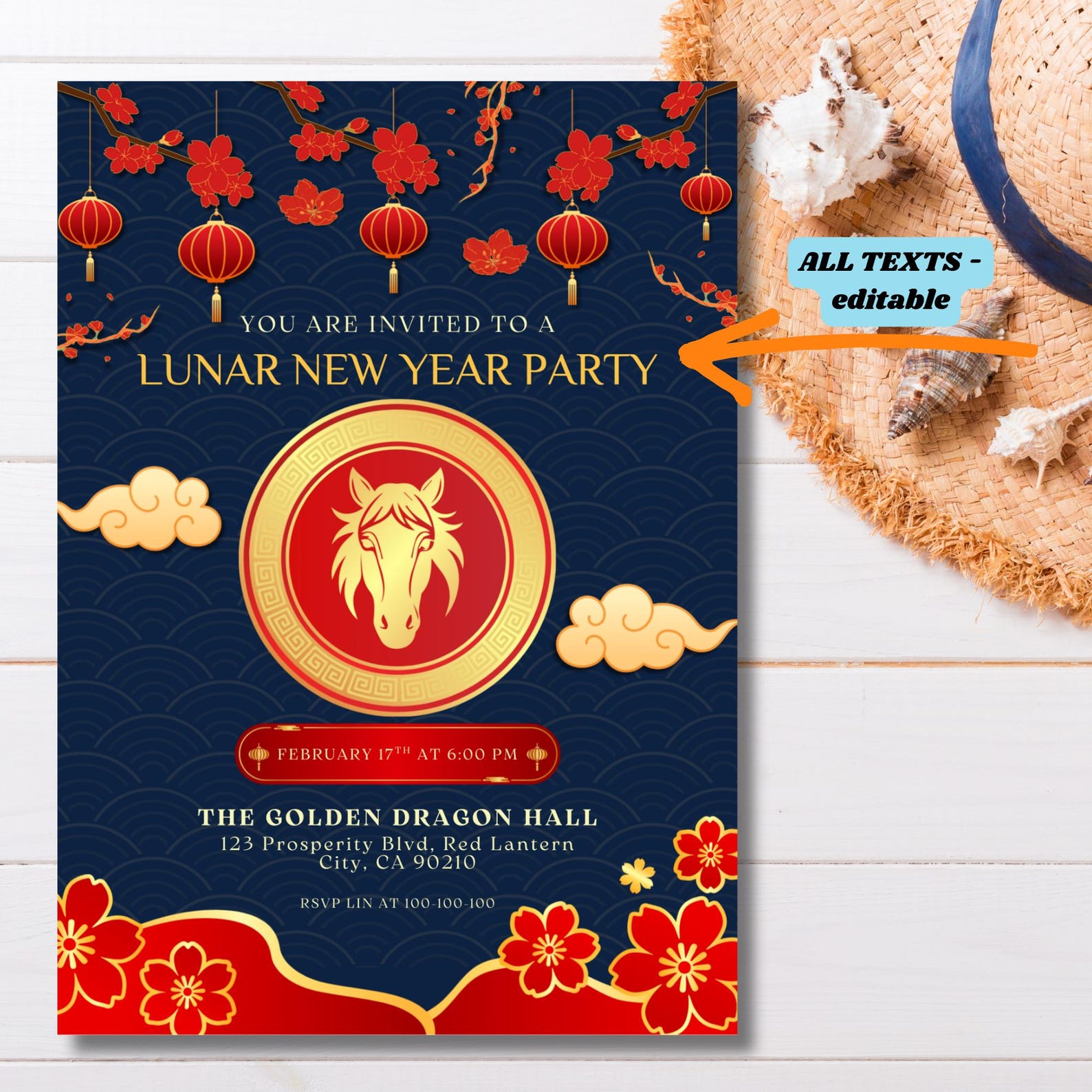 Editable Chinese New Year Invitation Template, Lunar New Year Invite ...