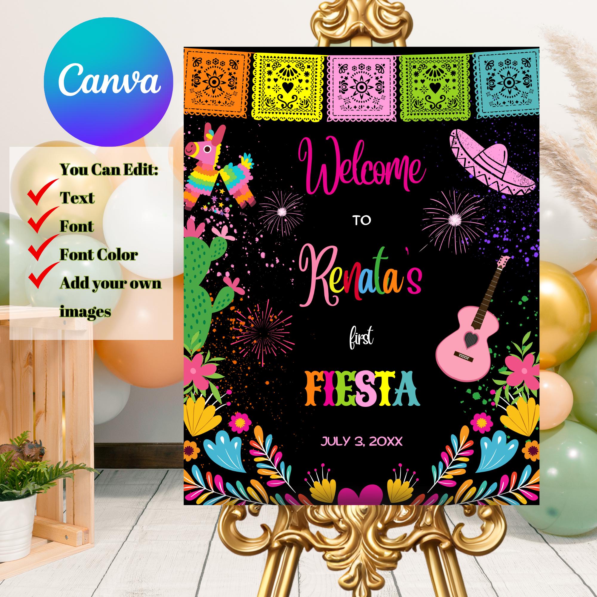 Editable First Fiesta Birthday Party Welcome Sign Template, Printable ...