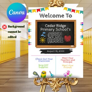 Editable Chalkboard Back to School Open House Welcome Sign Template ...