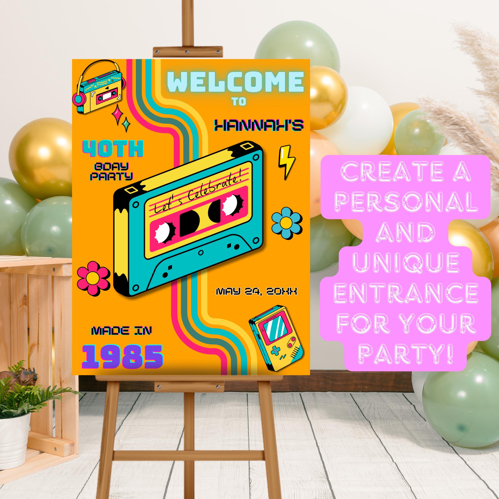 Editable Made in 1985 40th Birthday Party Welcome Sign Template ...