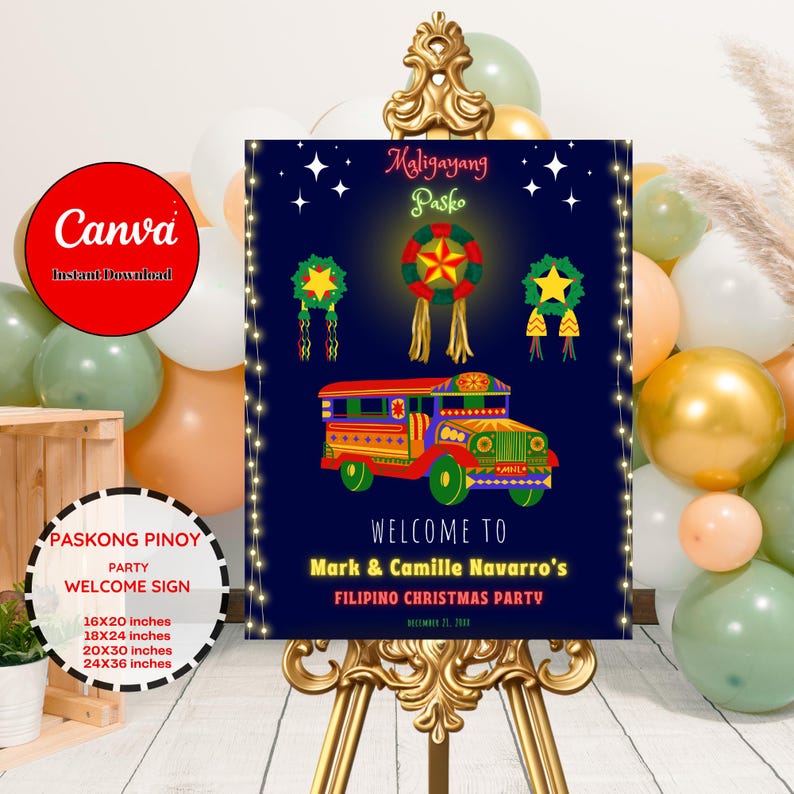 Editable Maligayang Pasko Filipino Christmas Party Welcome Sign ...