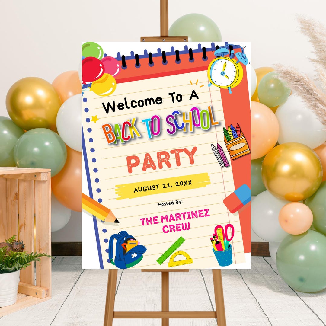 Editable Back to School Party Welcome Sign Template, Printable Back to ...