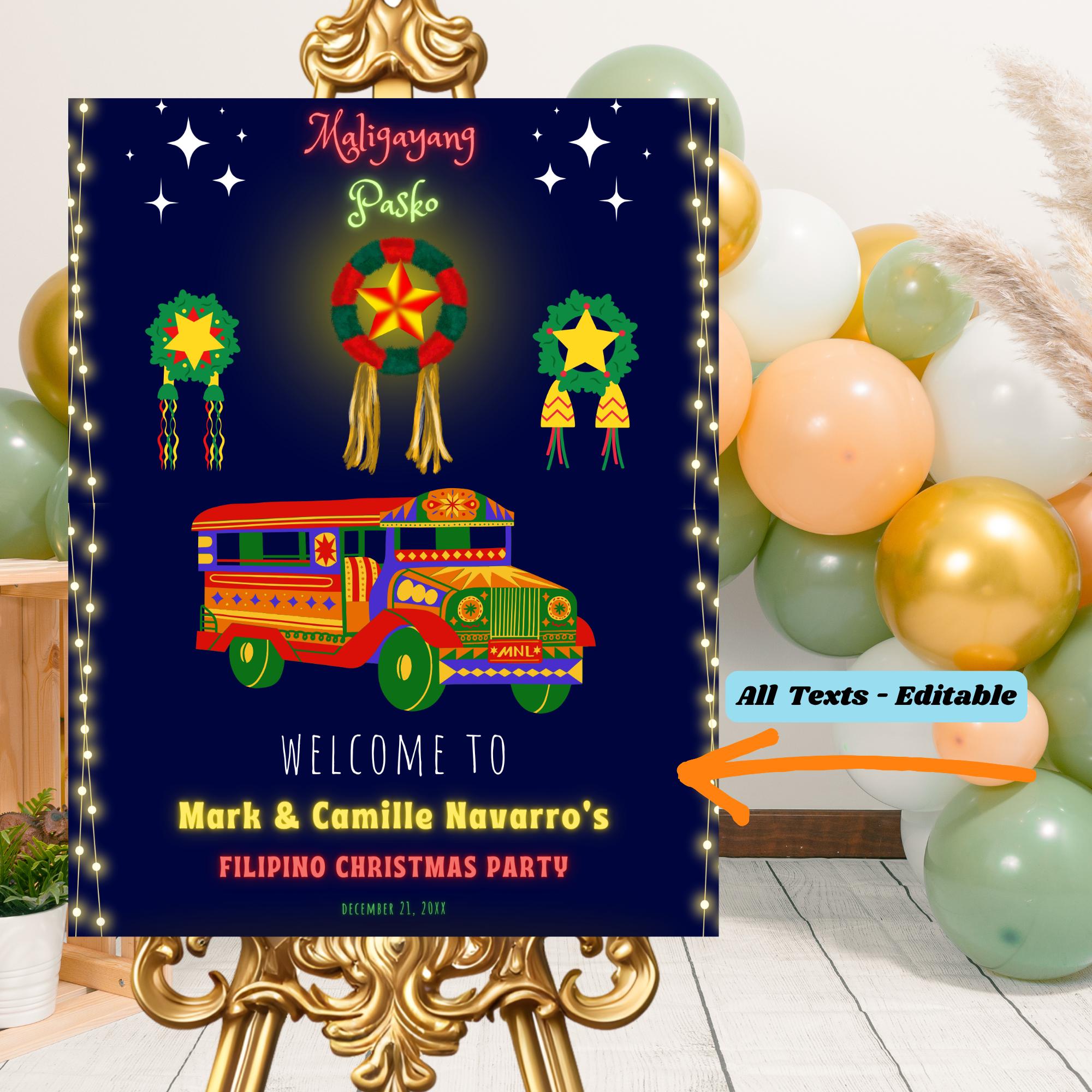 Editable Maligayang Pasko Filipino Christmas Party Welcome Sign ...