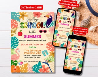 Editable End of School/summer Party Invitation (digital Invite) - Etsy