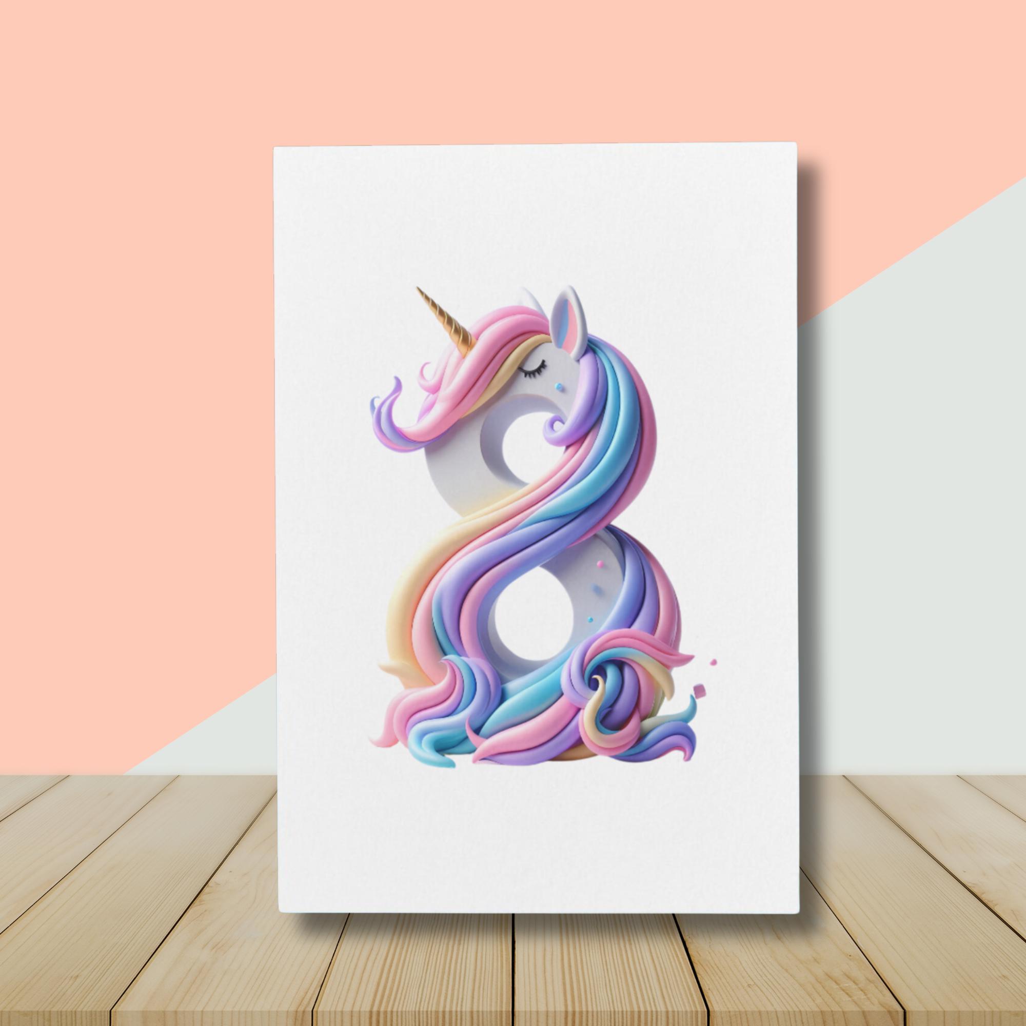3D Blocky Unicorn Numbers PNG, Unicorn Numbers 8 for Kids Birthday ...
