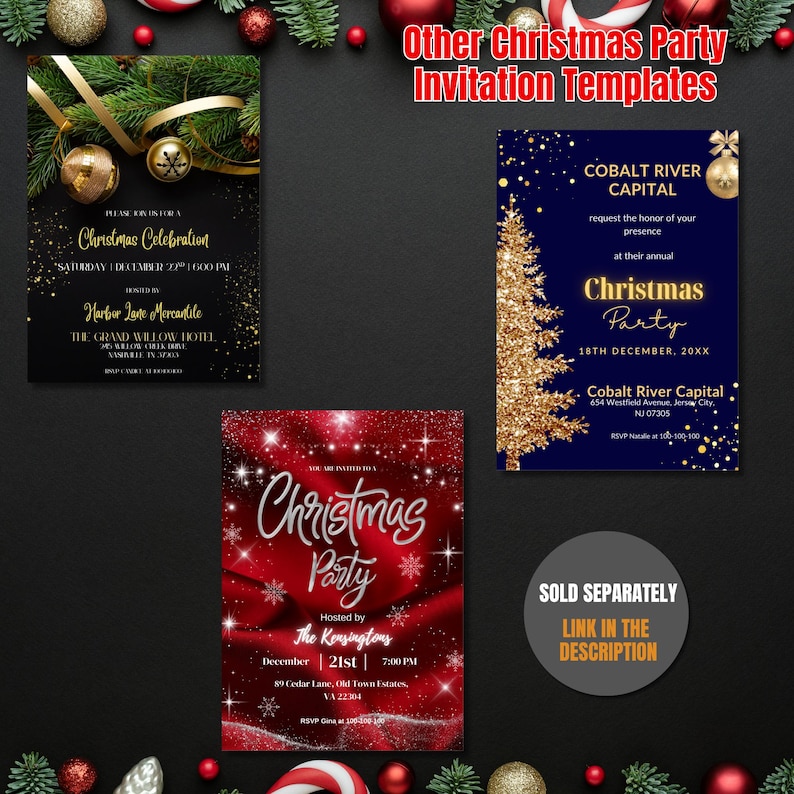 Editable Vintage Green Red Ornate Frame Christmas Party Welcome Sign ...