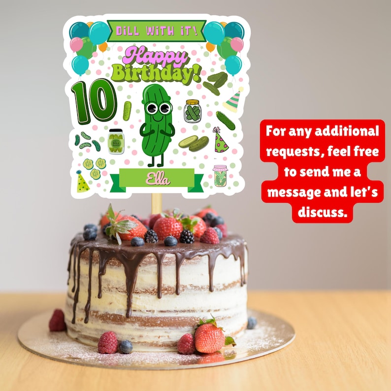 Personalized Pickle Birthday Cake Topper, Custom Dill With It Pickle ...