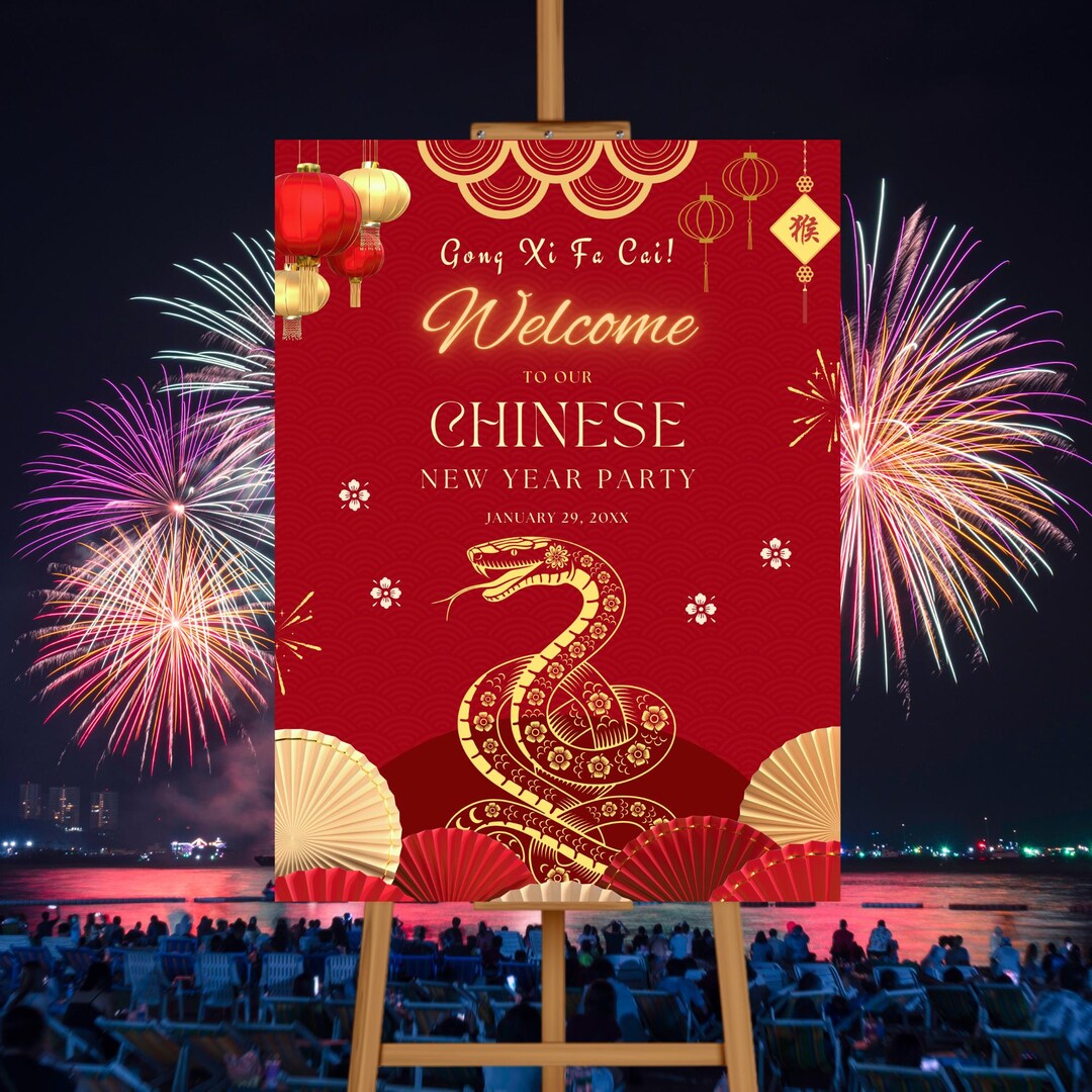 Editable Chinese New Year Party Welcome Sign Template, Printable Year ...