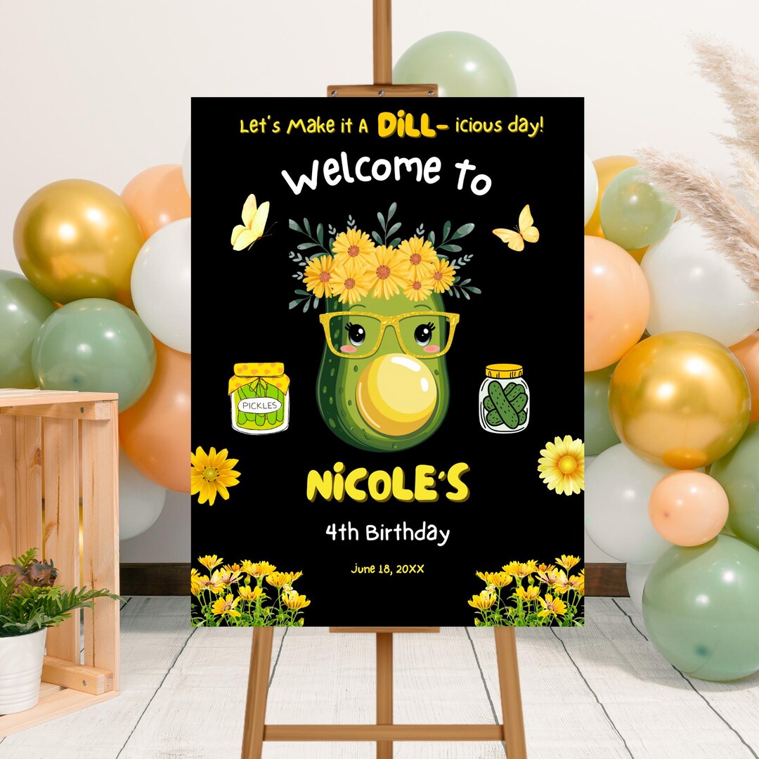 Editable Floral Pickle Party Welcome Sign Template, Printable Pickle ...