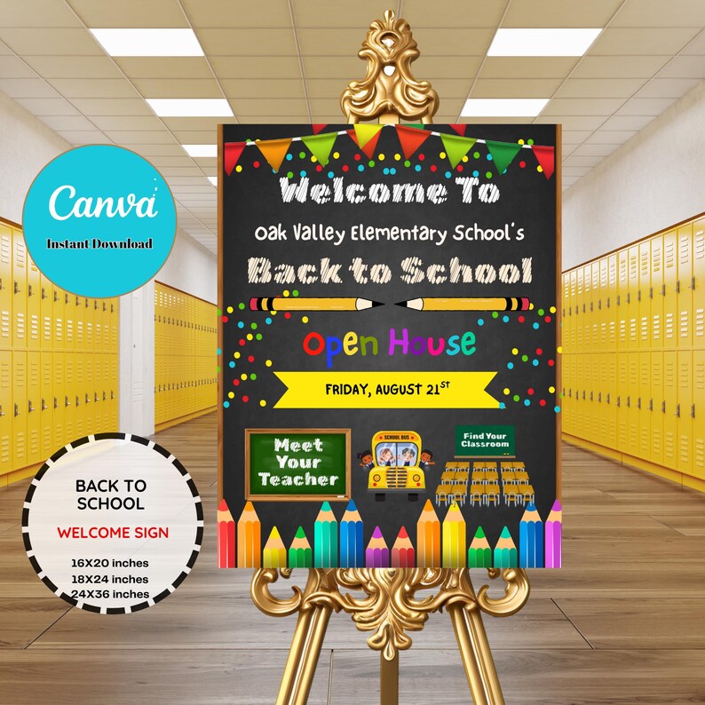Editable Back to School Open House Welcome Sign Template, Printable ...