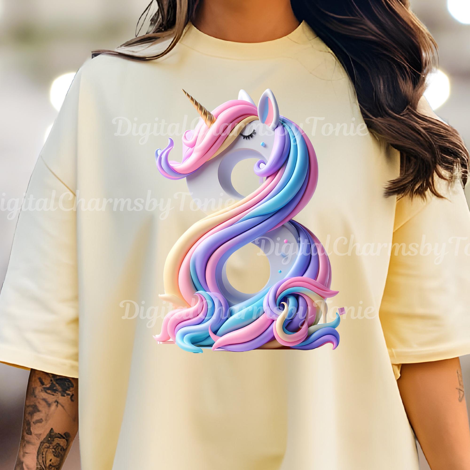 3D Blocky Unicorn Numbers PNG, Unicorn Numbers 8 for Kids Birthday ...