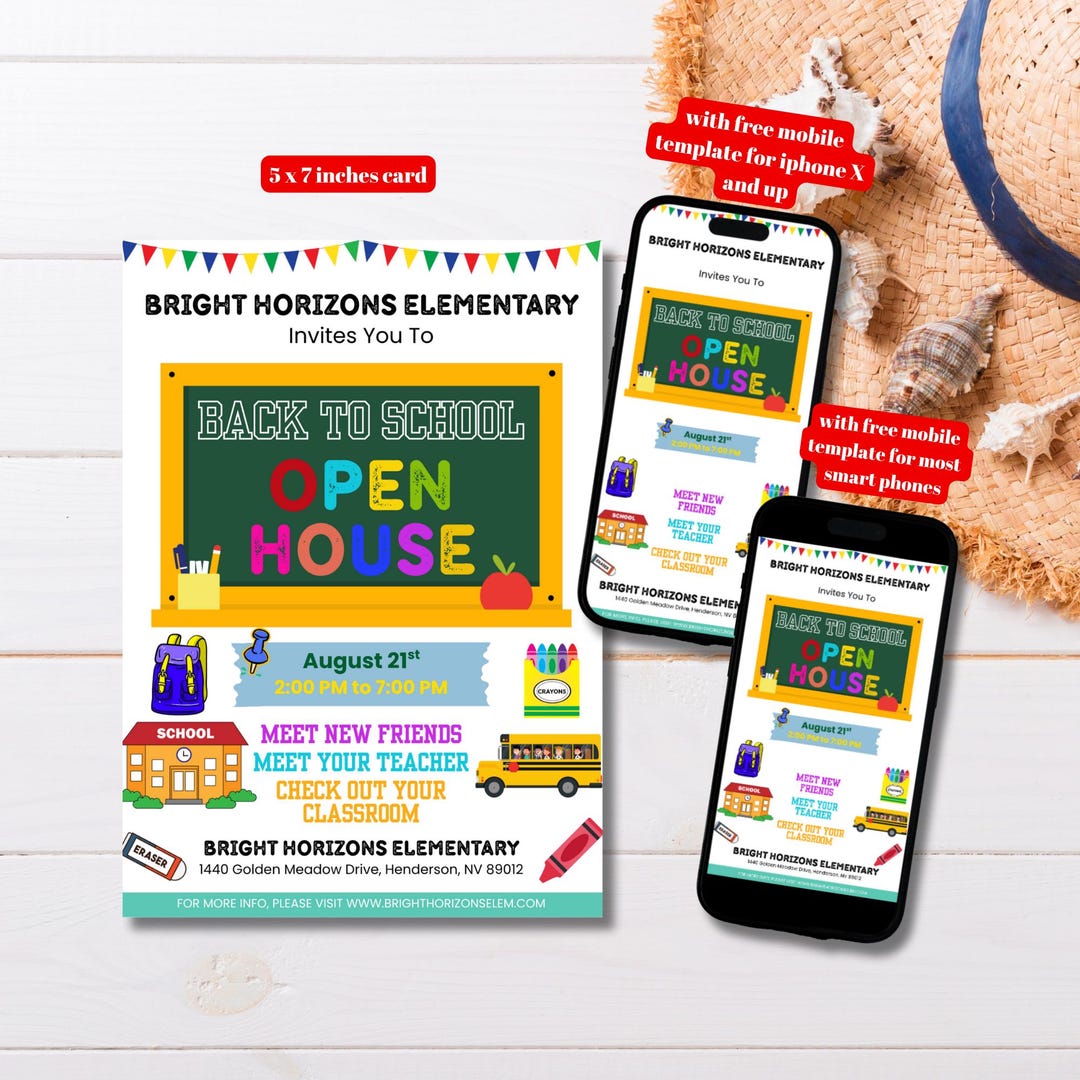 Editable Back to School Open House Invitation Template, Printable Back ...