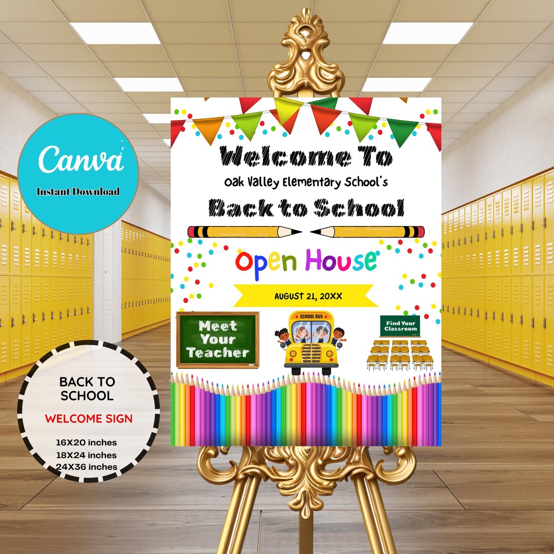 Editable Back to School Open House Welcome Sign Template, Printable ...