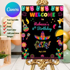 Editable Fiesta Birthday Welcome Sign Template, Printable Birthday ...