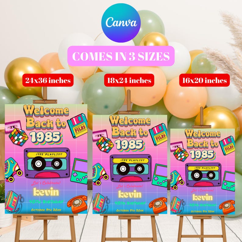 Editable Welcome Back to 1985 Cassette Tape Birthday Party Welcome Sign ...