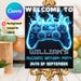 Editable Video Game Birthday Party Welcome Sign Template, Blue Video ...