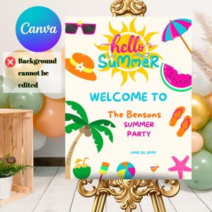 Editable Summer Party Welcome Sign Template, Printable Summer Poster ...