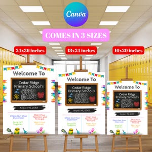 Editable Chalkboard Back to School Open House Welcome Sign Template ...