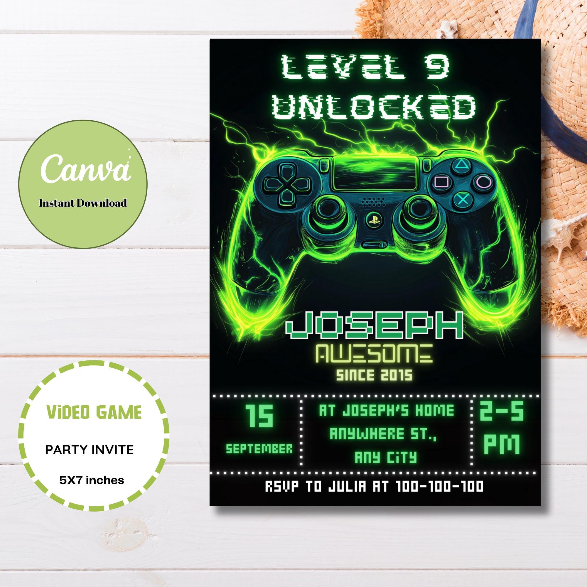 Editable Video Game Party Invitation, Level Unlocked Birthday Invite ...