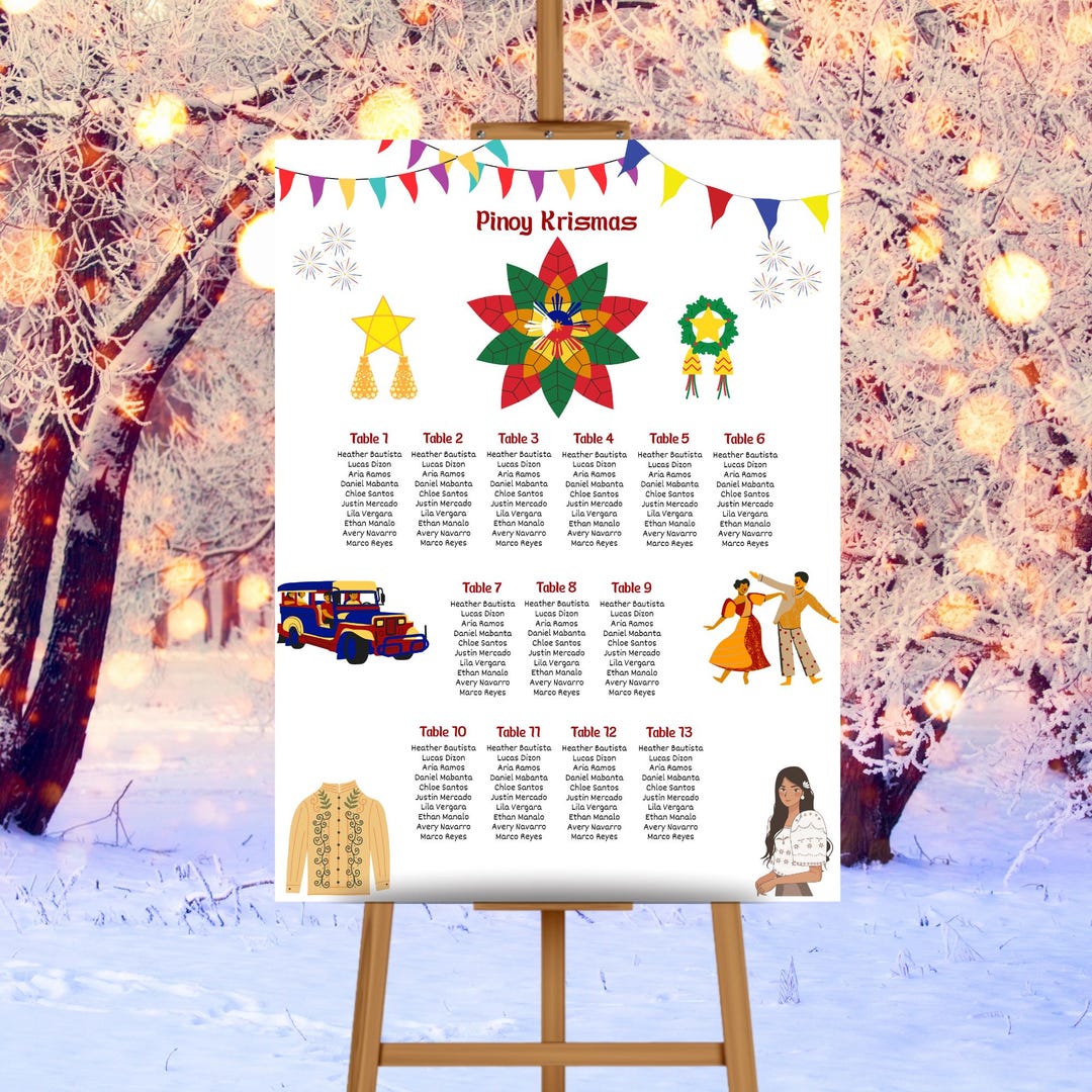 Editable Paskong Pinoy Party Seating Chart Template, Printable Filipino ...