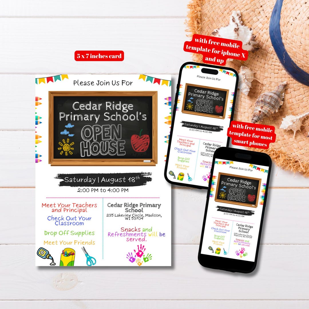 Editable Chalkboard Back to School Open House Invitation Template ...