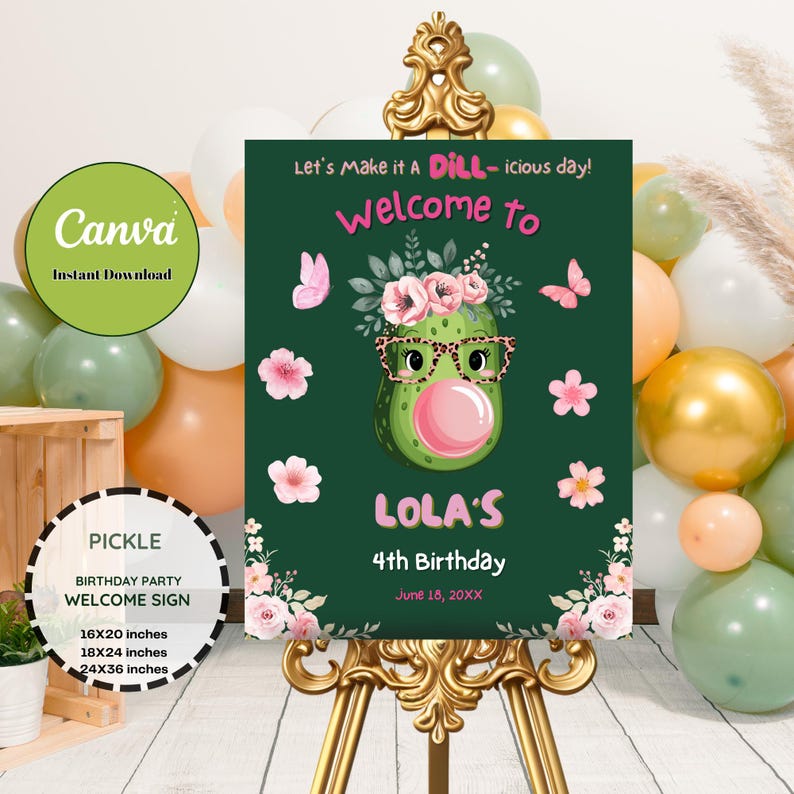 Editable Pickle Party Welcome Sign Template, Printable Pickle Birthday ...
