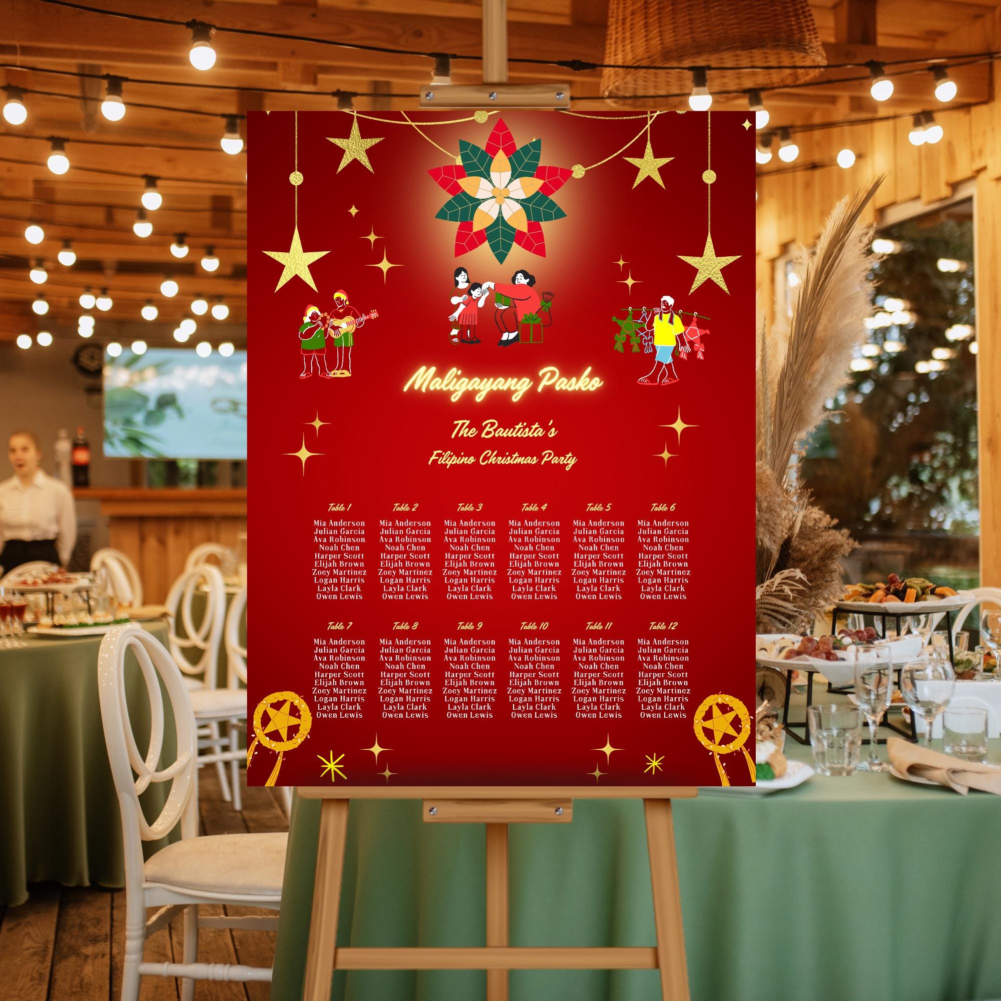Editable Maligayang Pasko Filipino Christmas Party Seating Chart ...
