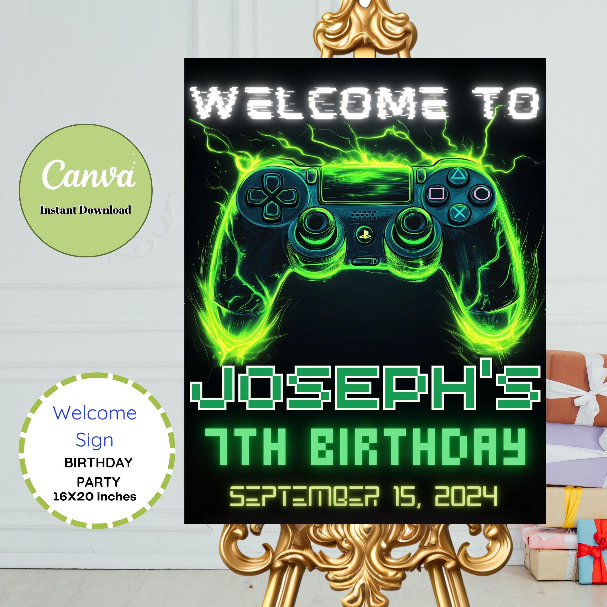 Editable Video Game Birthday Party Welcome Sign Template, Video Game ...