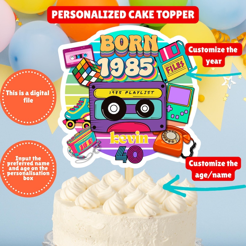 80s Cupcake Toppers - Etsy