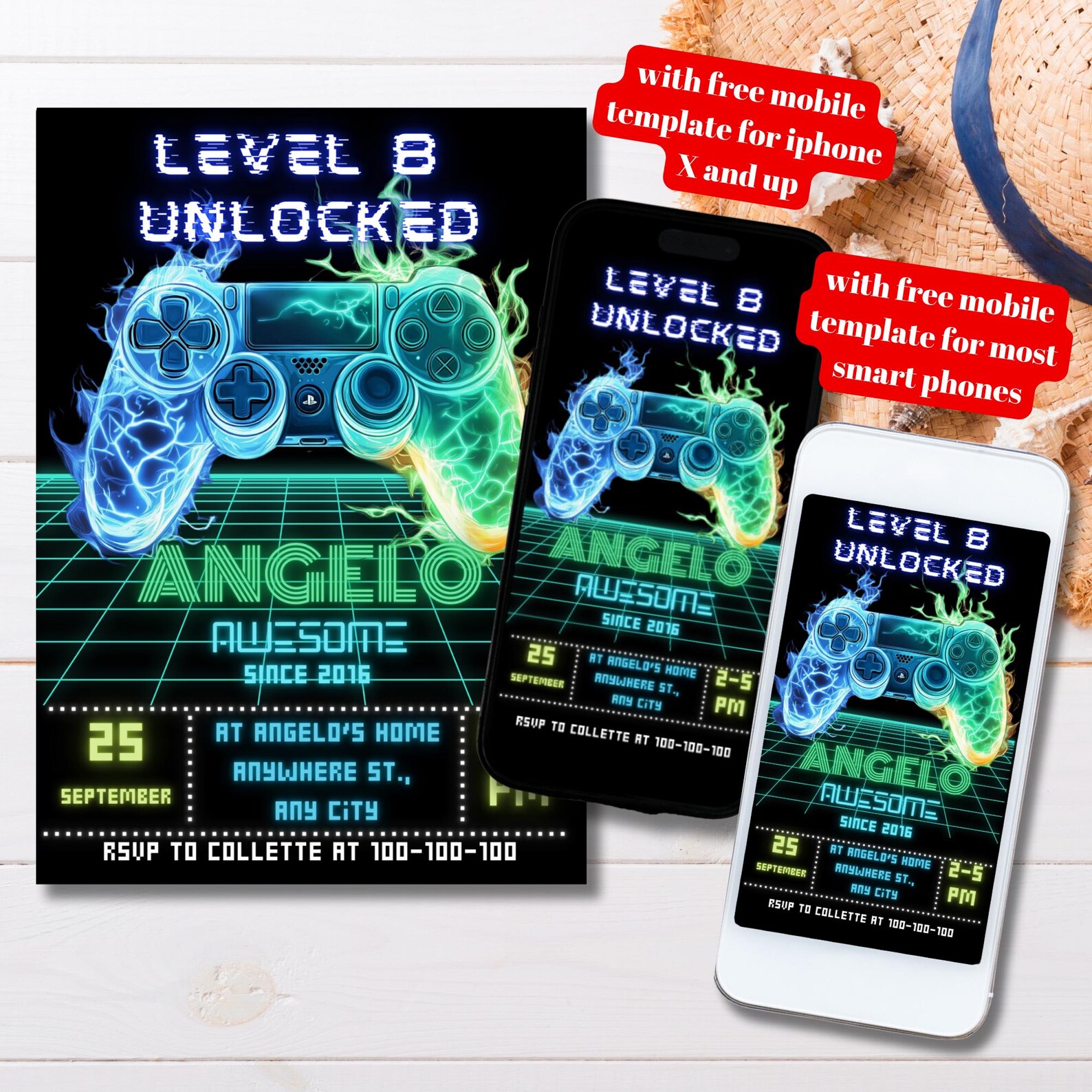 Video Game Party Invitation, Editable Printable Gamer Birthday Invite ...