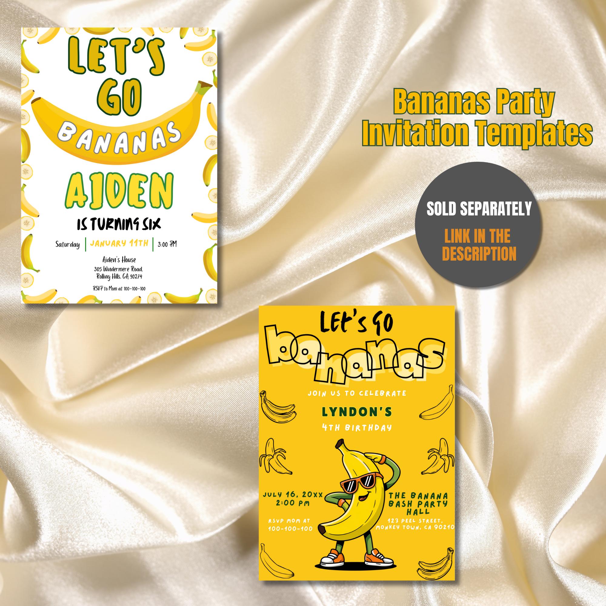 Editable Let's Go Bananas Birthday Party Welcome Sign Template ...