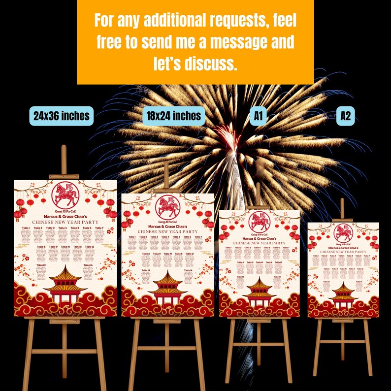 Editable Year of the Horse Chinese New Year Seating Chart Template ...